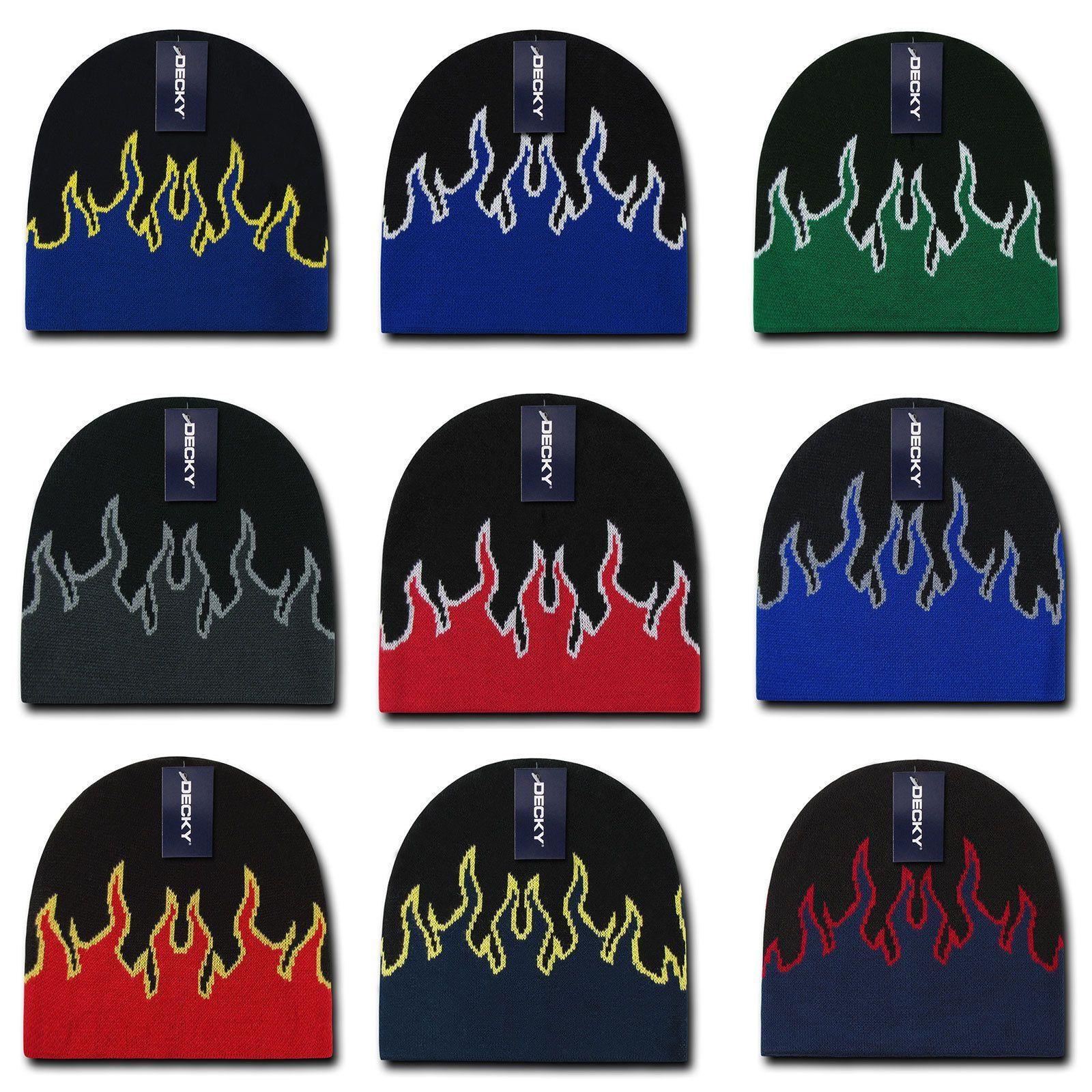 1 Dozen Boys Girls Kids Youth Decky Fire Flame Beanies Caps Hats Whole