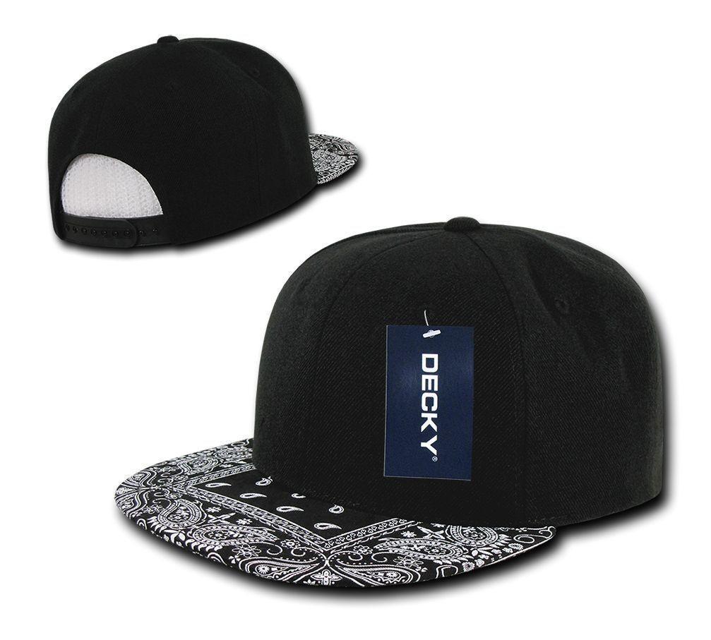 1 Dozen Decky Bandana Snapback Two Tone 6 Panel Flat Bill Hats Caps Wh