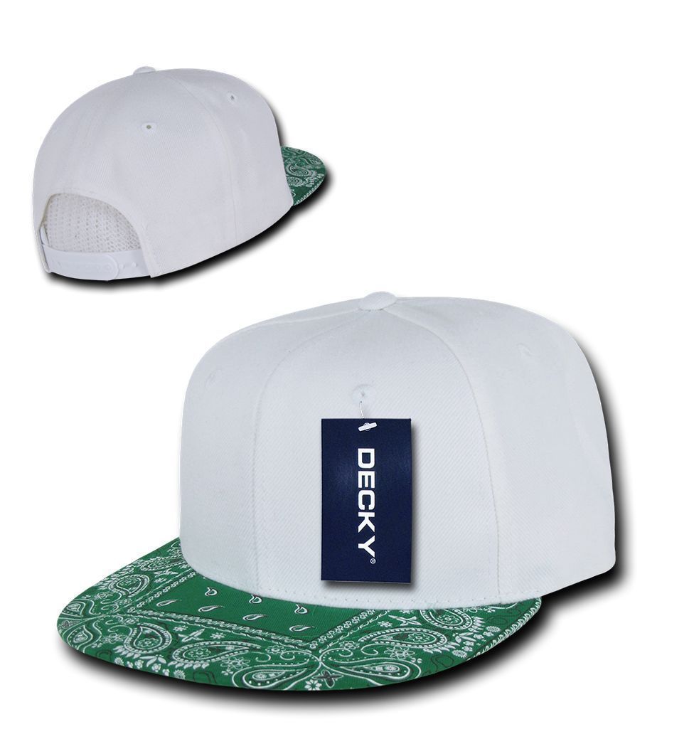 1 Dozen Decky Bandana Snapback Two Tone 6 Panel Flat Bill Hats Caps Wh