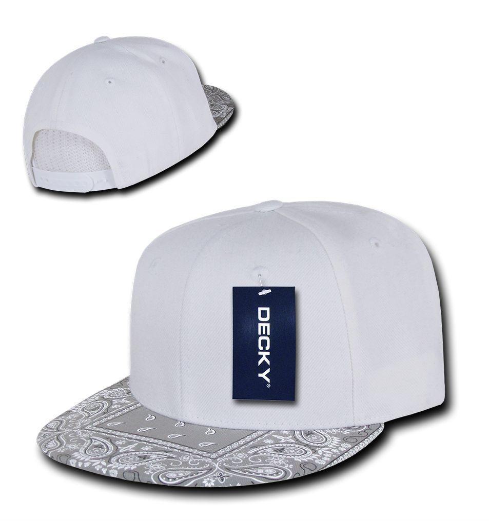 1 Dozen Decky Bandana Snapback Two Tone 6 Panel Flat Bill Hats Caps Wh