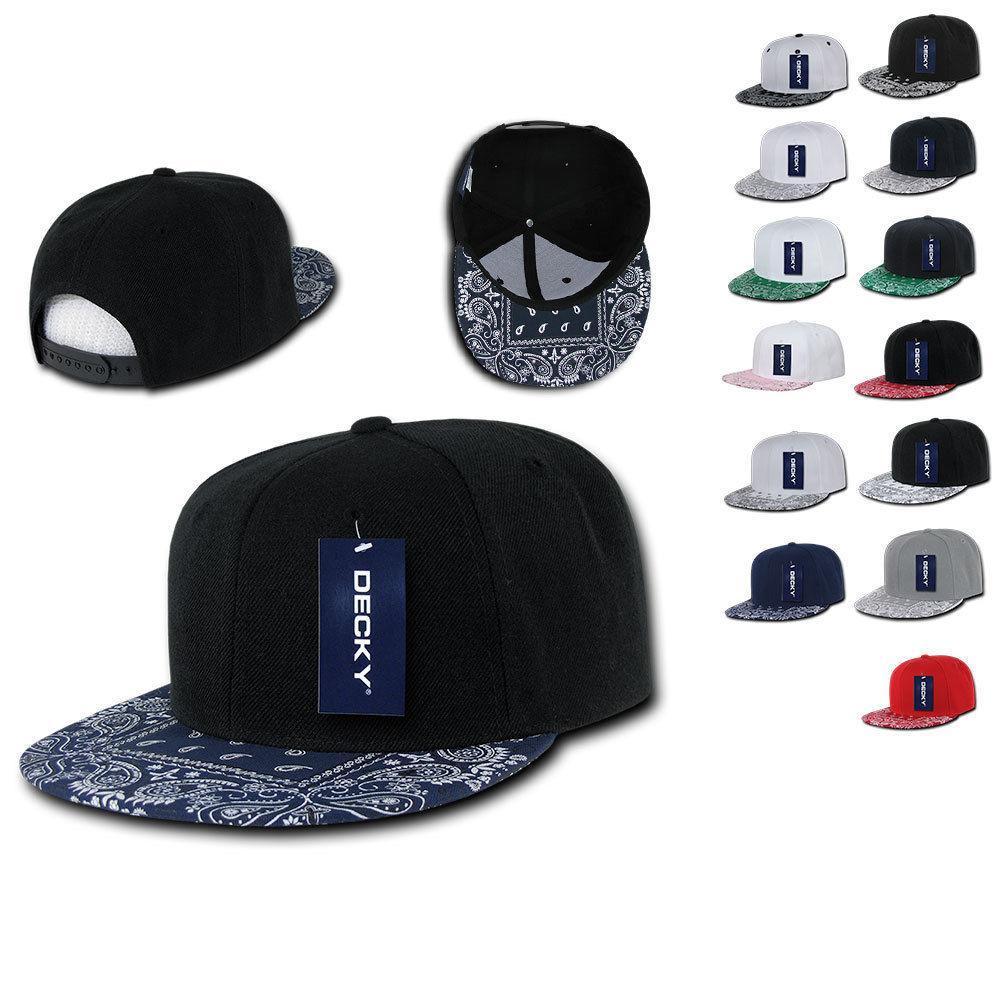 1 Dozen Decky Bandana Snapback Two Tone 6 Panel Flat Bill Hats Caps Wh