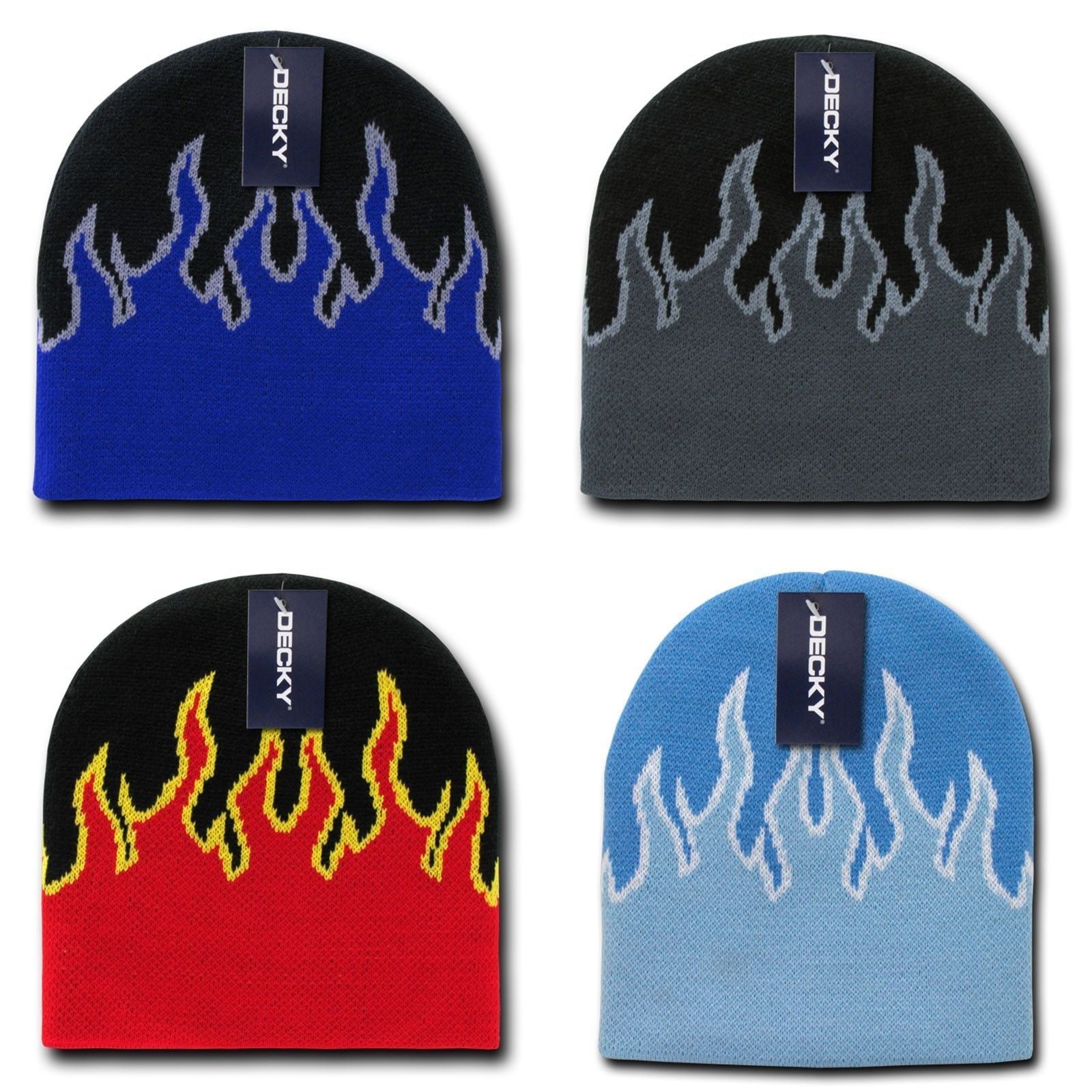 1 Dozen Decky Fire Flames Tribal Beanies Hats Caps Ski Skull Short Who