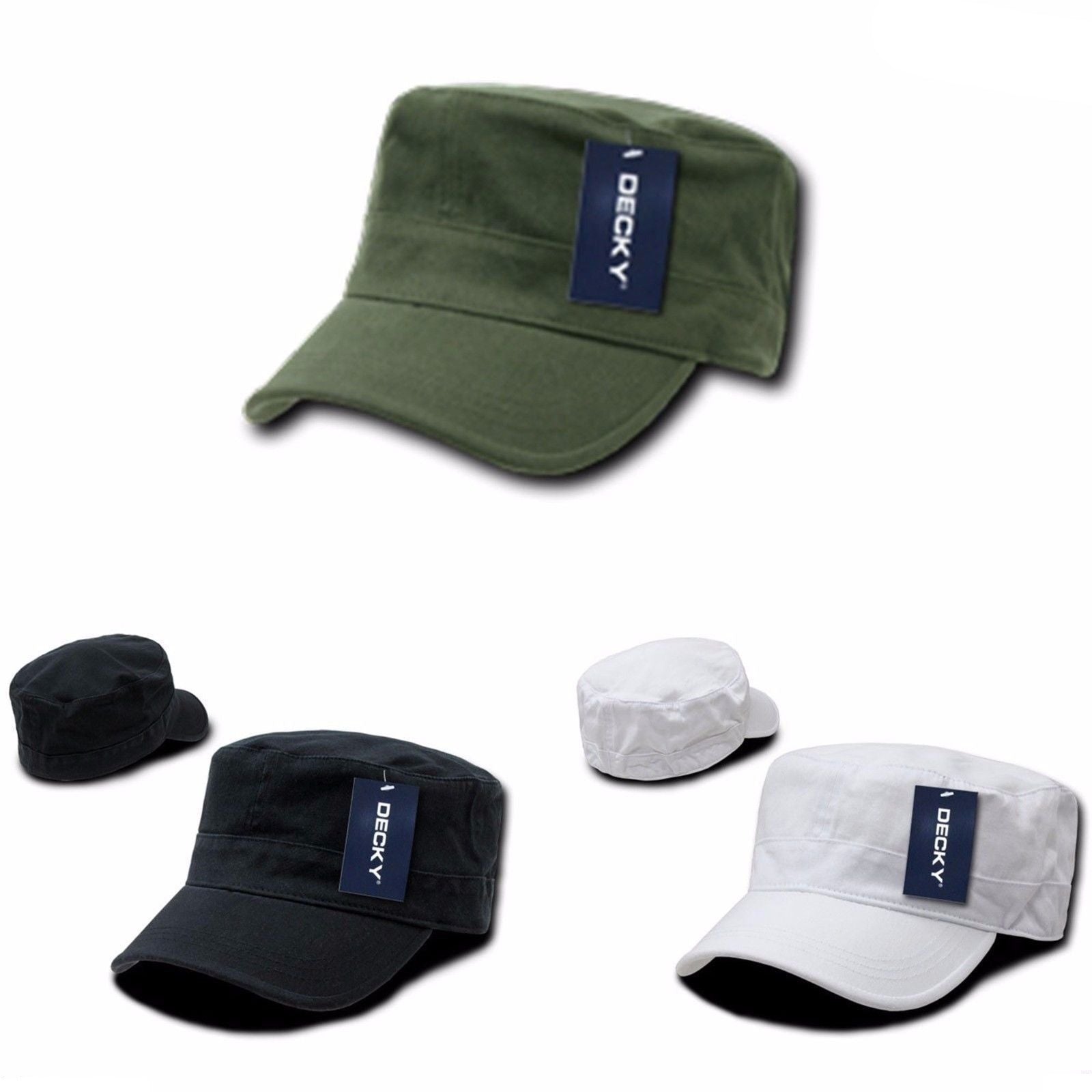 1 Dozen Decky Flex Cadet Flat Top Cotton Military Army Caps Hats Whole