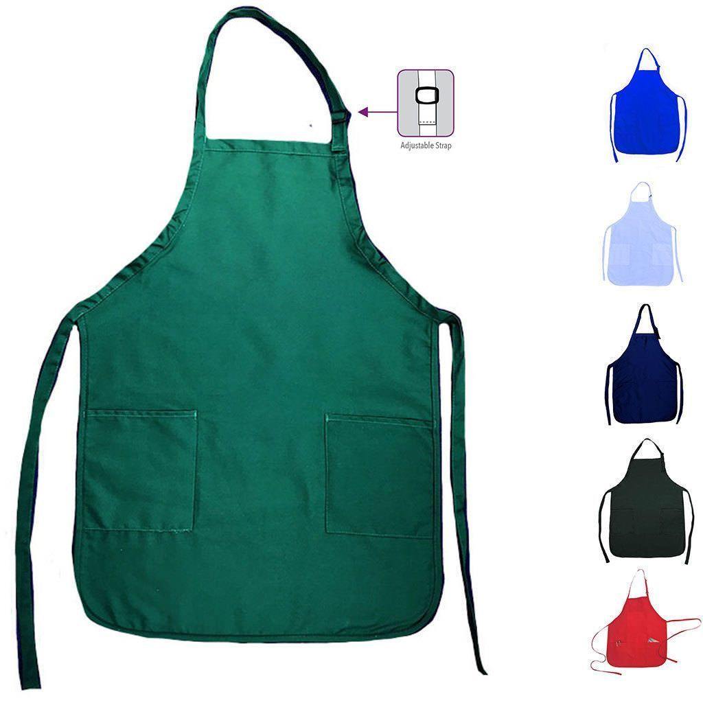 1 Dozen Full Adult Size Bib Aprons With 2 Waist Pockets Plain Solid Co