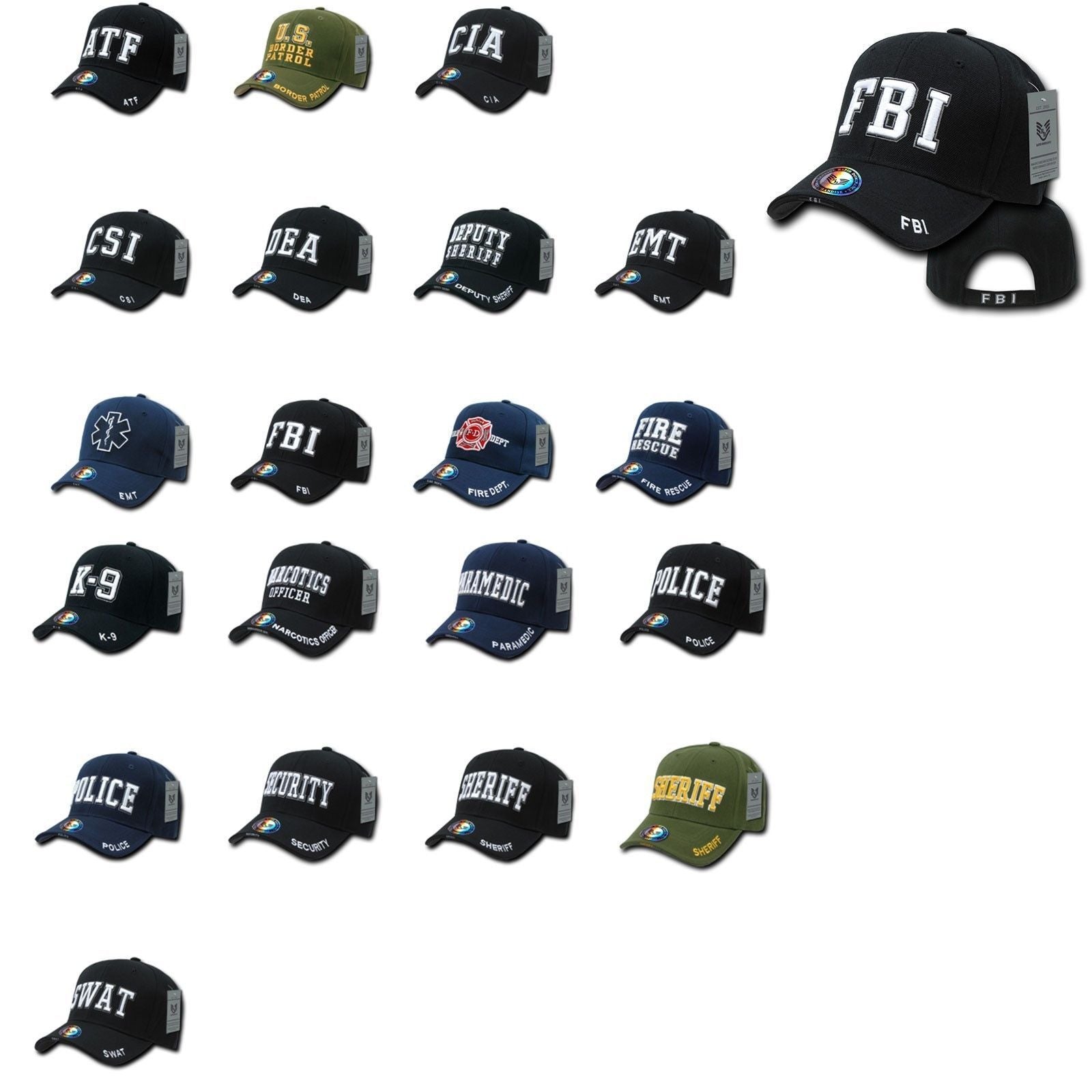1 Dozen Law Enforcement Agencies Justice USA Baseball Hat Caps Hats Wh