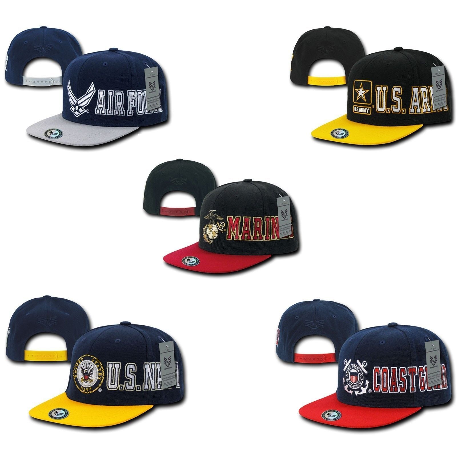 1 Dozen Military Army Air Force Navy Marines Coast Guard Flat Bill D D