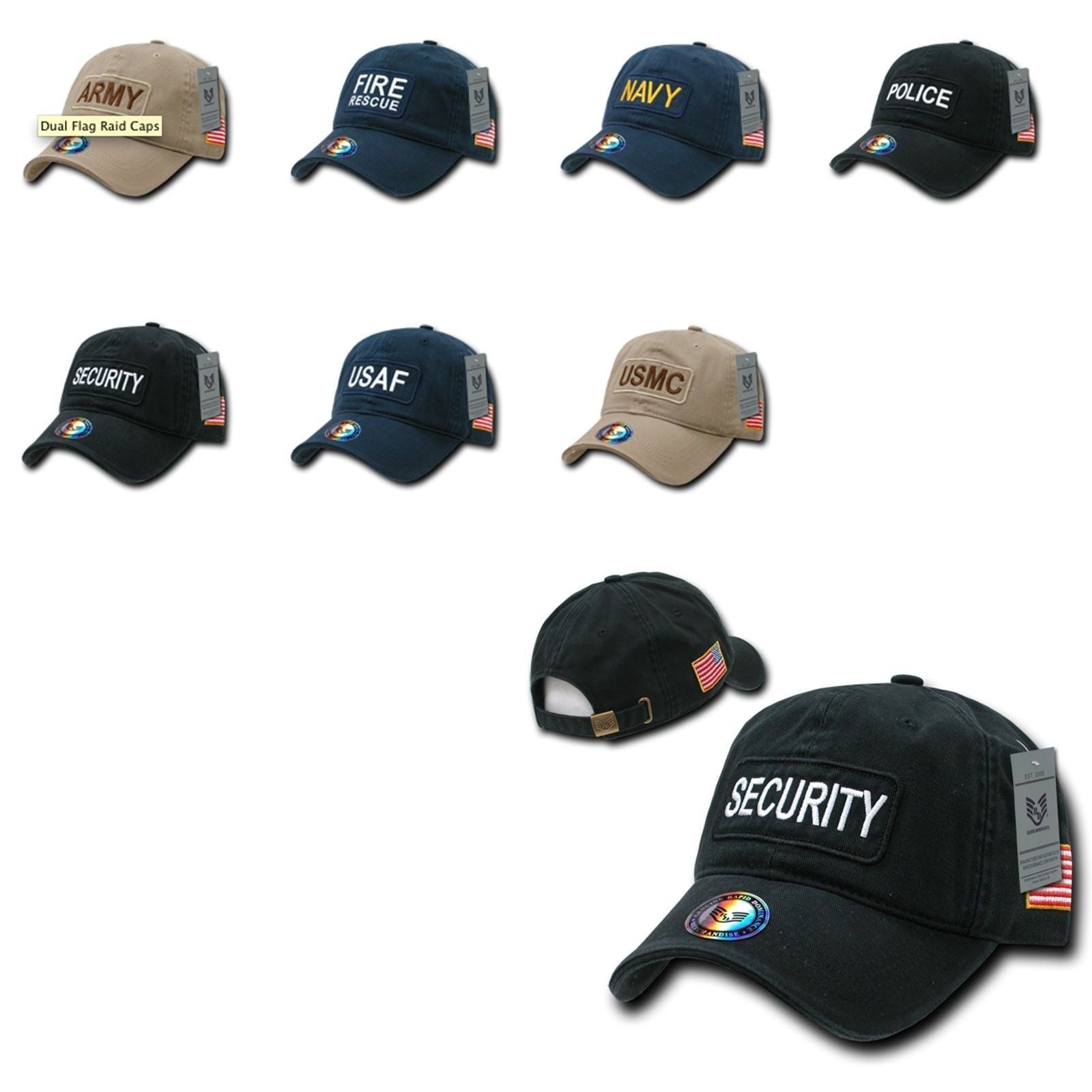 1 Dozen Military Law Enforcement 2 Ply Dual Flag Raid Caps Hats Wholes