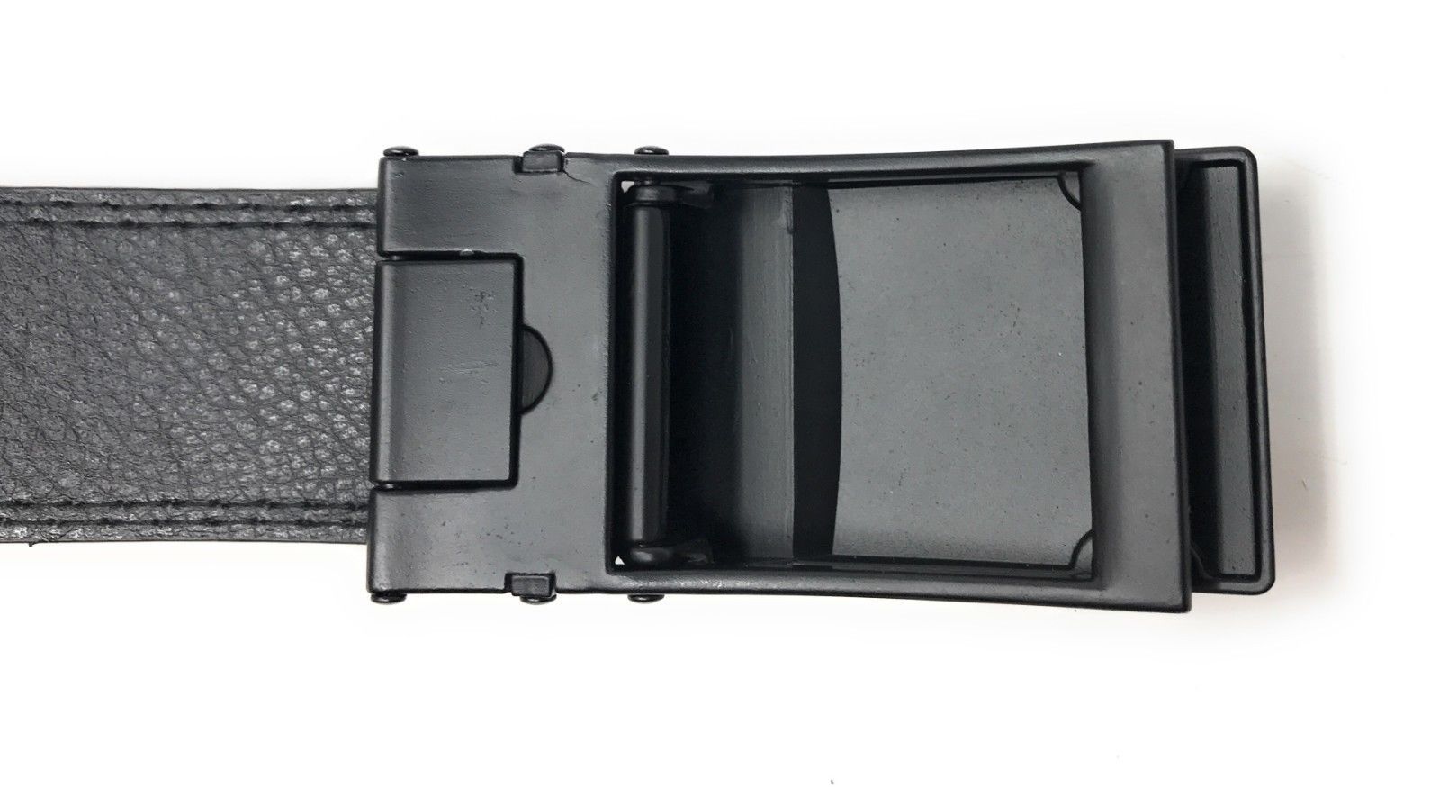 Leather Mens Ratchet Belt Sliding Adjustable Automatic Buckle Cut to S