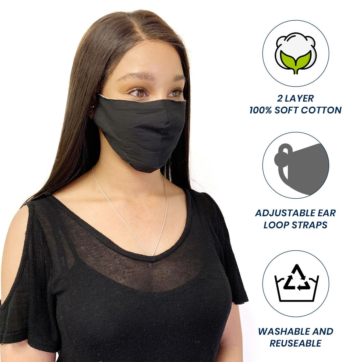Cotton Face Mask Cloth Masks Washable for Mouth Nose Reusable Double L