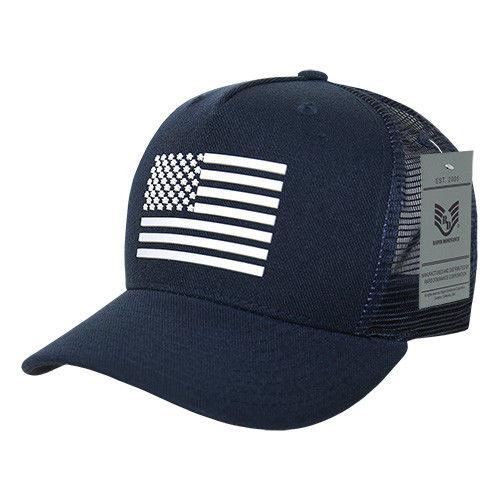 Rapid Dominance USA American Rubber Flag Acrylic 5 Panel Trucker Dad C