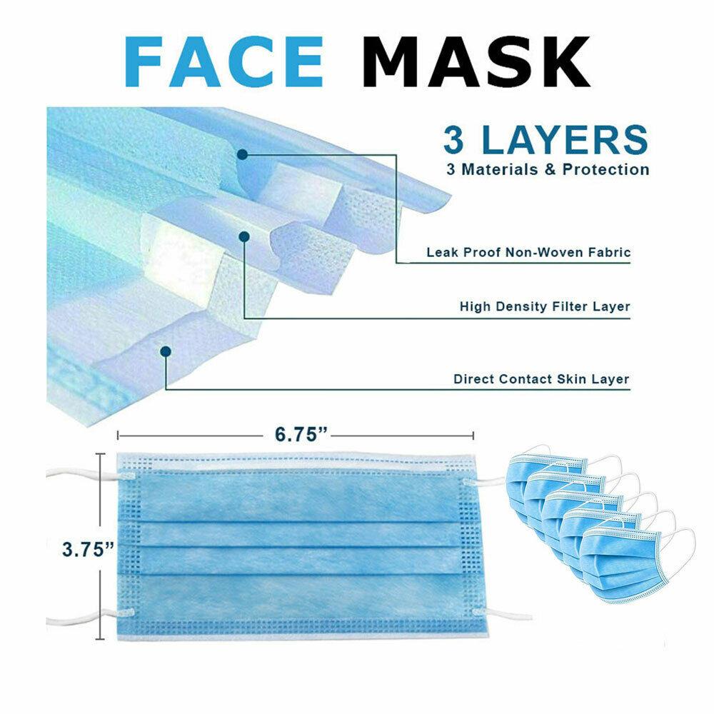 [Combo Pack] 100 Face Mask and 2 Face Shields | 3-Ply Mouth Nose Cover