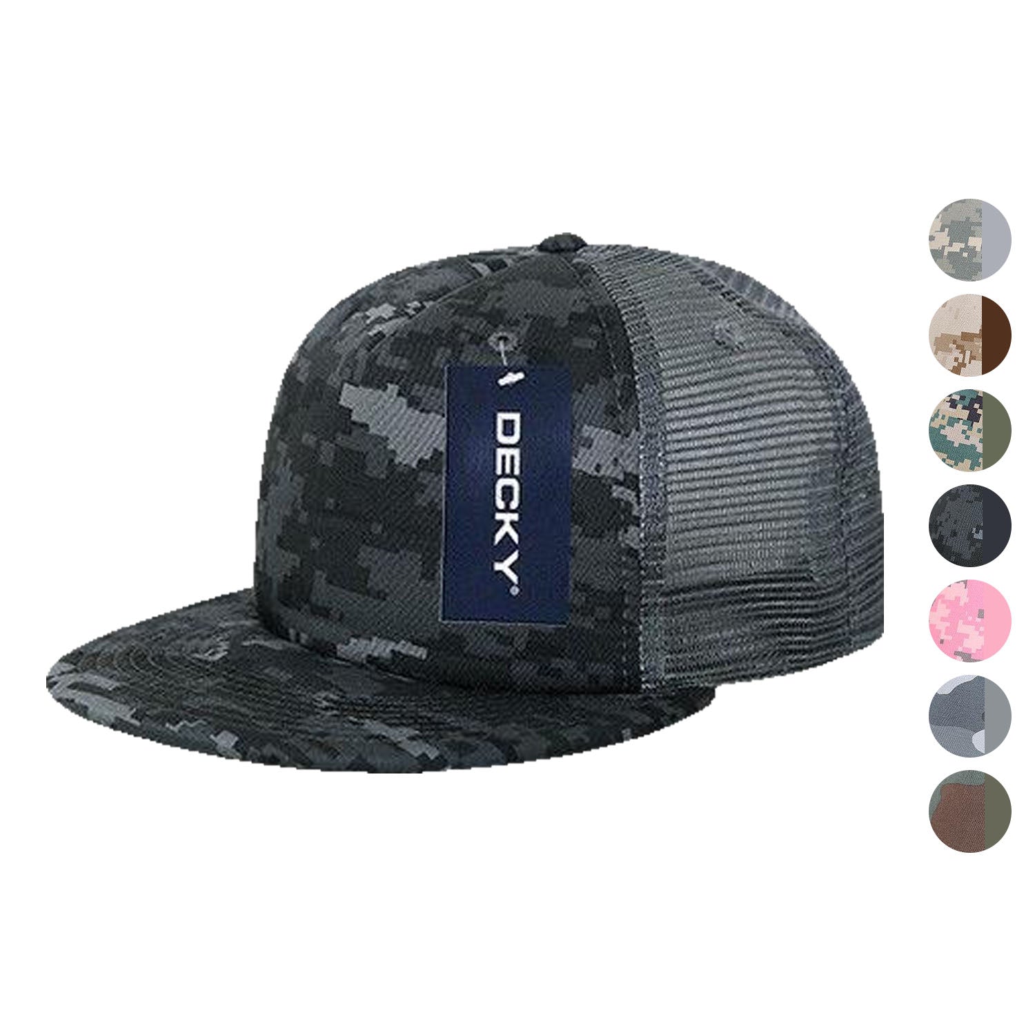 Decky Flat Bill Camouflage Cotton Foam Mesh Trucker Hats Caps Snapback