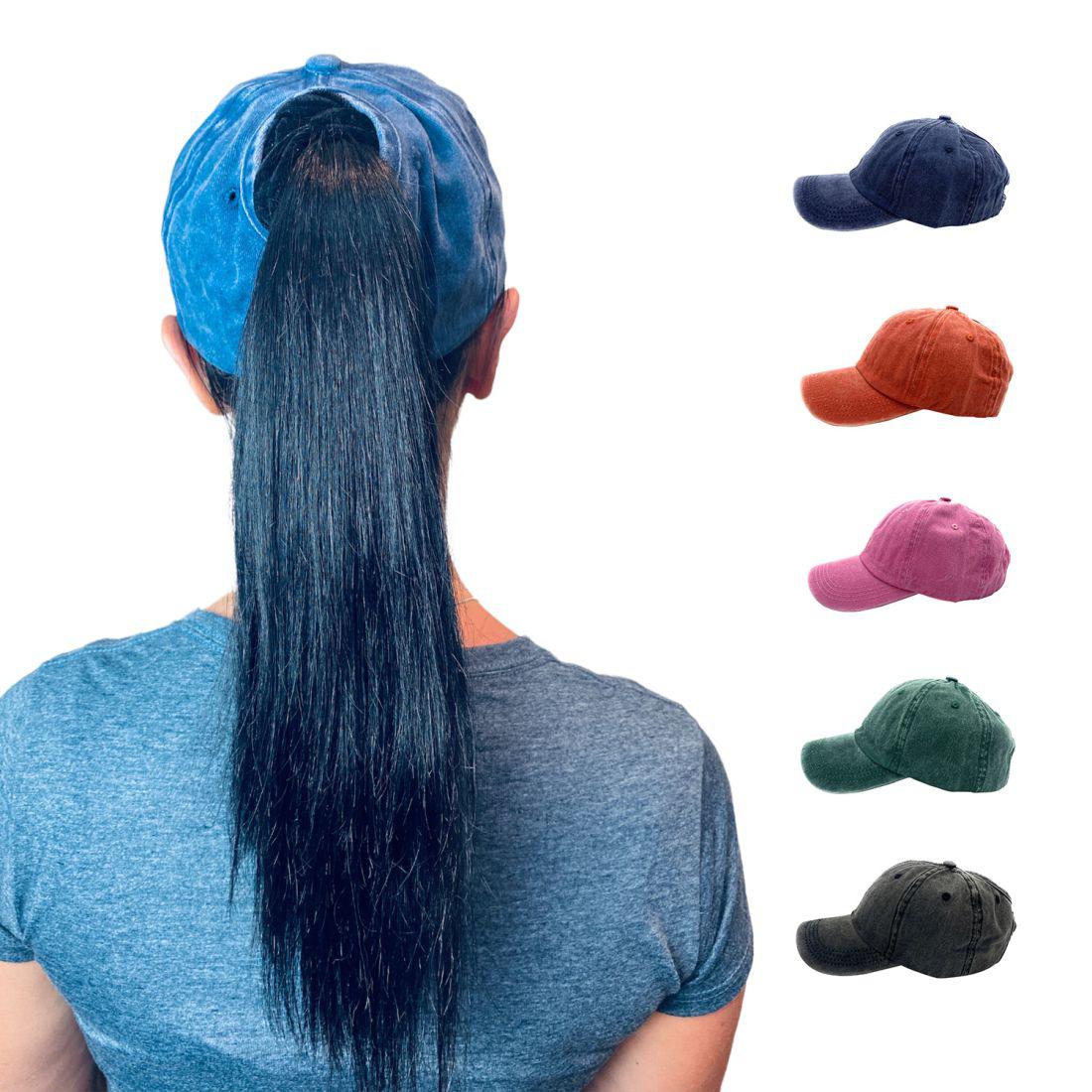 Empire Cove Womens Washed Ponytail Caps Cotton Hats Vintage Relaxed Fi