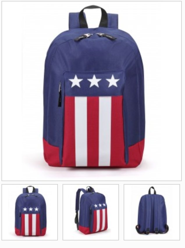 USA Flag Patriotic Backpack Book Bag School Travel Carry-On Adjustable