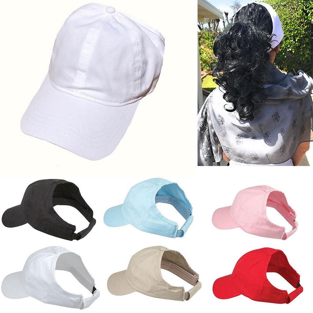 100% Cotton Ponytail Visor Baseball Caps Hats Flex Elastic Closure Wom