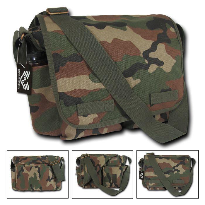 Camouflage Cotton Canvas Shoulder Messenger Bag Army Military Style Sa