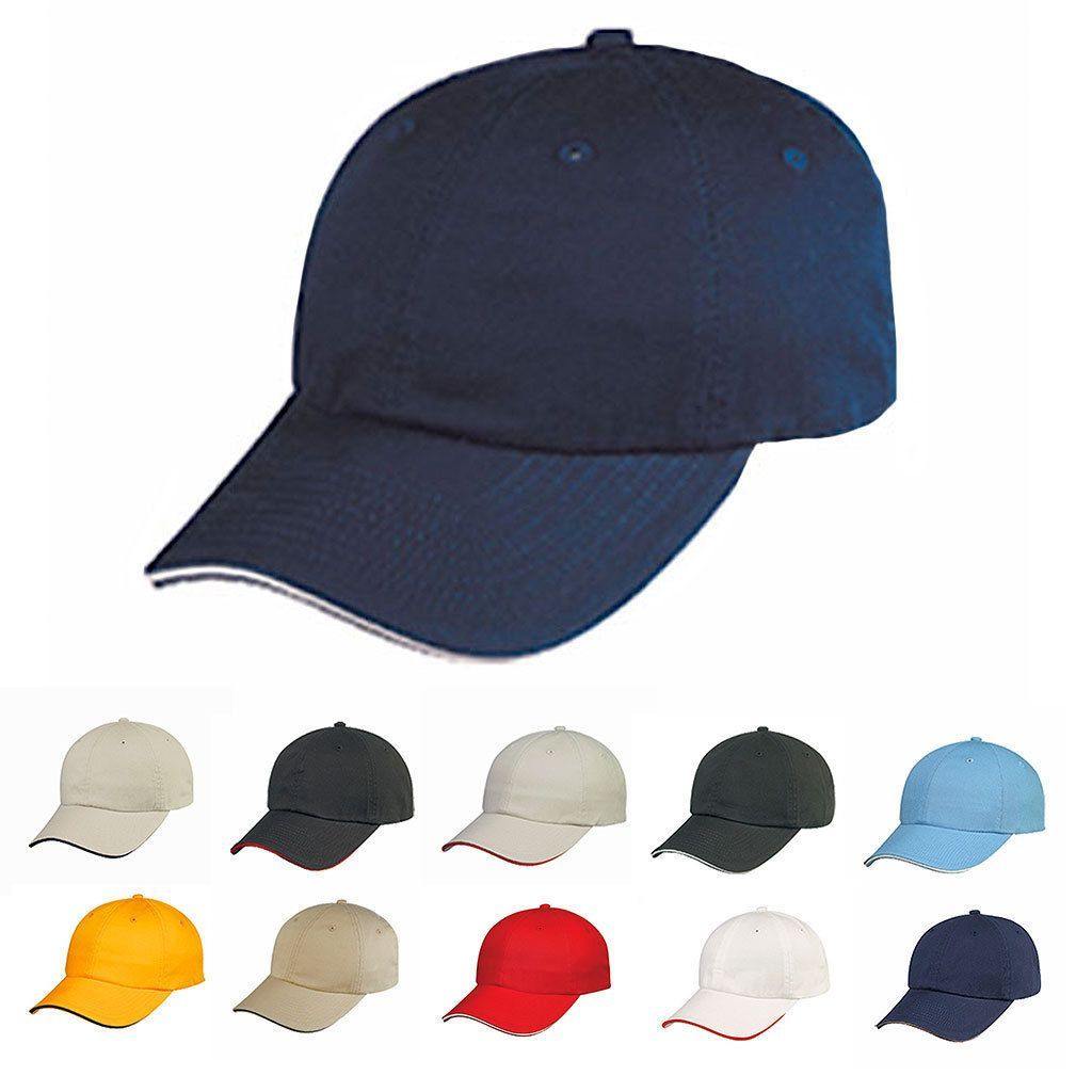 Sandwich Baseball Low Crown 6 Panel Unstructured Caps Hats 100% Washed