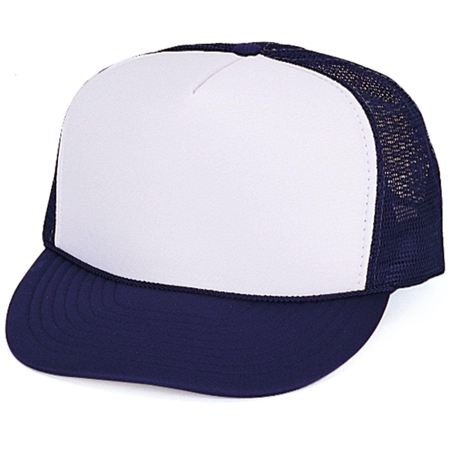 Classic Trucker Baseball Hats Caps Foam Mesh Blank Solid Two Tone Snap