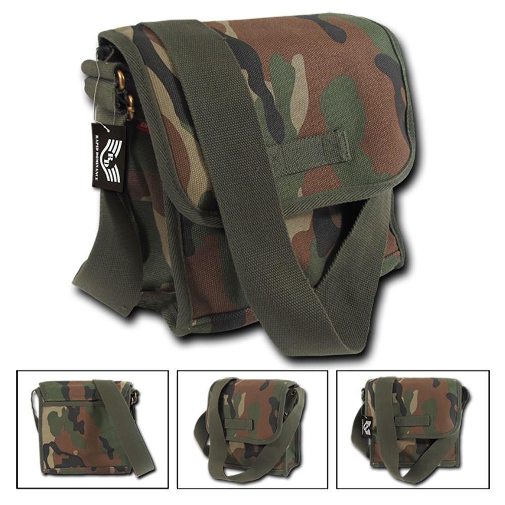 Cotton Canvas Woodland Camouflage Satchel Field Messenger Bag Crossbod