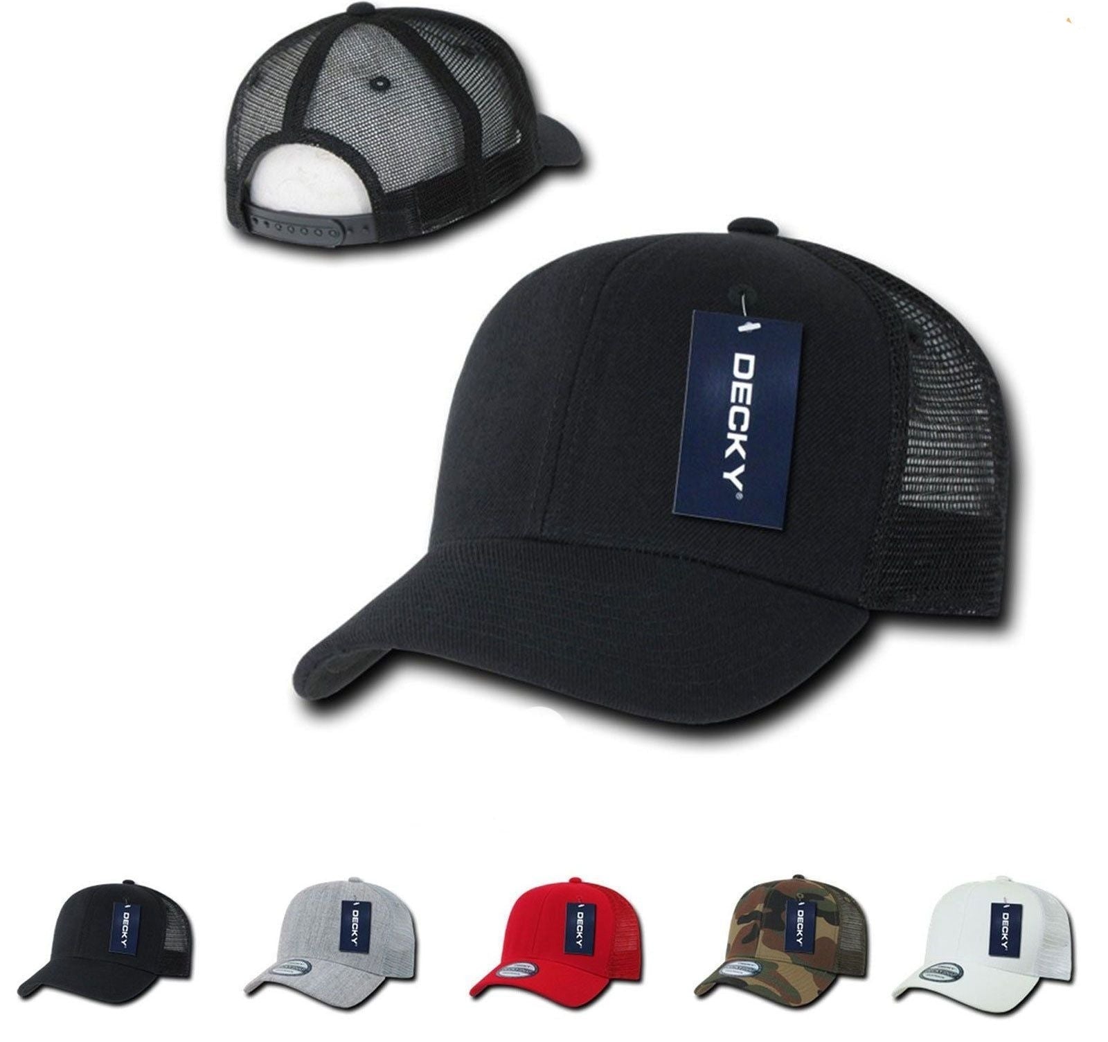 Decky Curved Bill Baseball 6 Panel Trucker Constructed Caps Hats Unise
