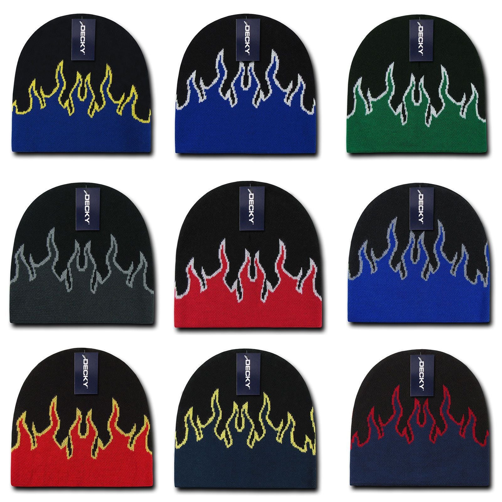 Decky Fire Flame Beanies Caps Hats Short Warm Winter Youth Boys Girls
