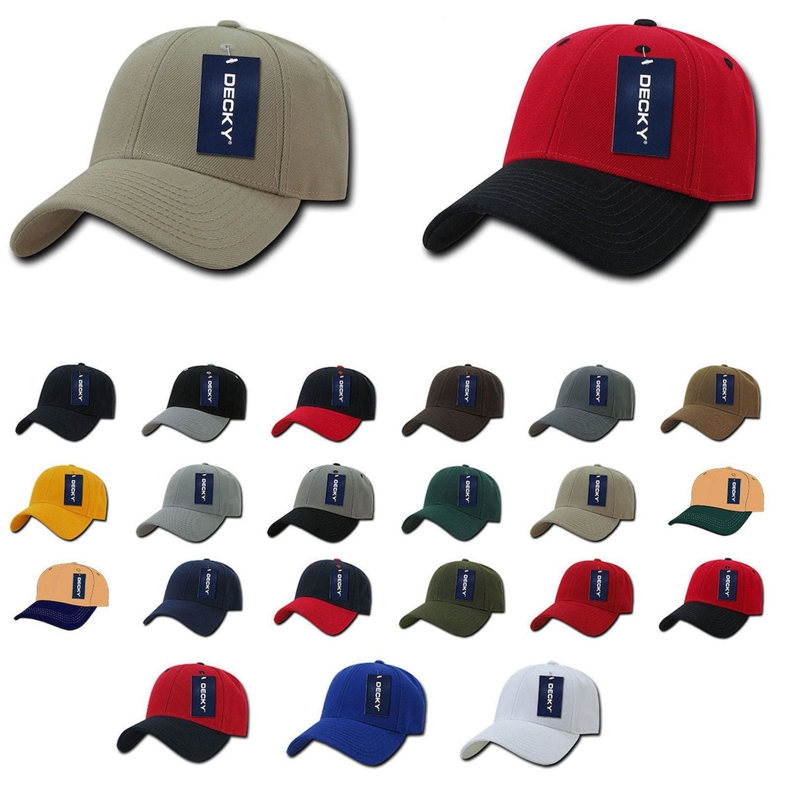 Decky Low Crown Plain Two Tone Curved Bill 6 Panel Dad Hats Caps