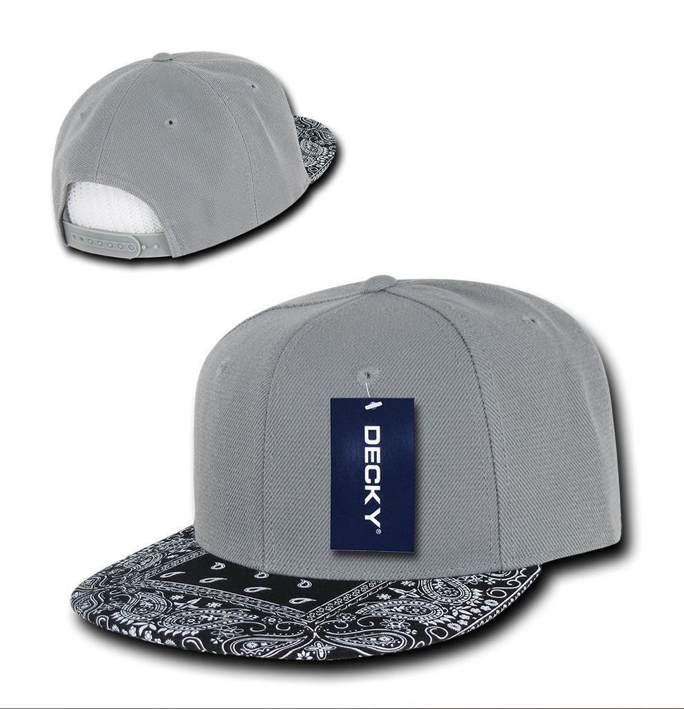 Decky Trendy Paisley Bandana Snapback Two Tone 6 Panel Flat Bill Hats