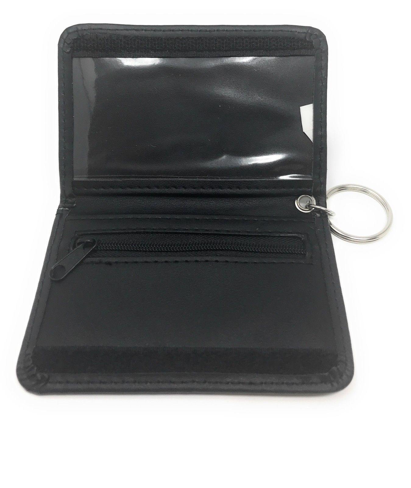 Double Id Holder With Keys Ring Wallet Zippered Coin Pocket Hook Loop