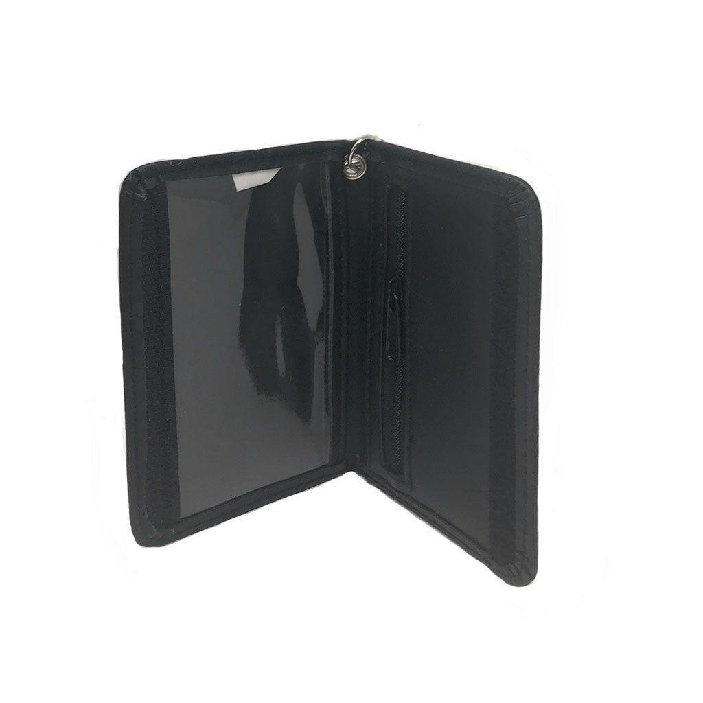 Double Id Holder With Keys Ring Wallet Zippered Coin Pocket Hook Loop