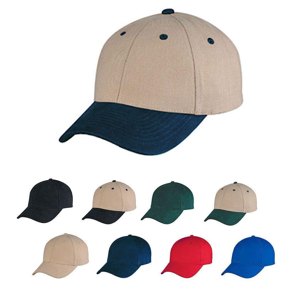 Heavy Brushed Cotton 6 Panel Low Crown Plain Solid Two Tone Baseball C