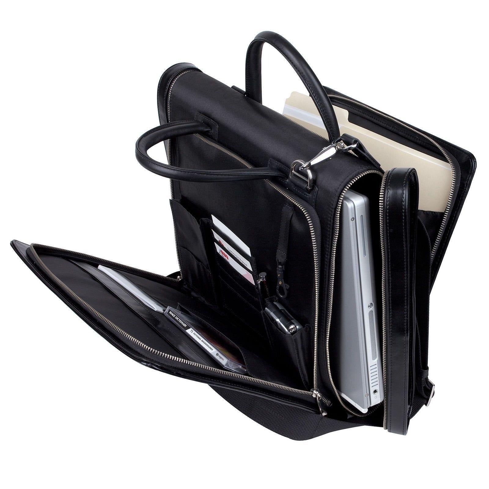 Laptop Bag Manhattan Brief Case Expandable Notebook Computer Leather T