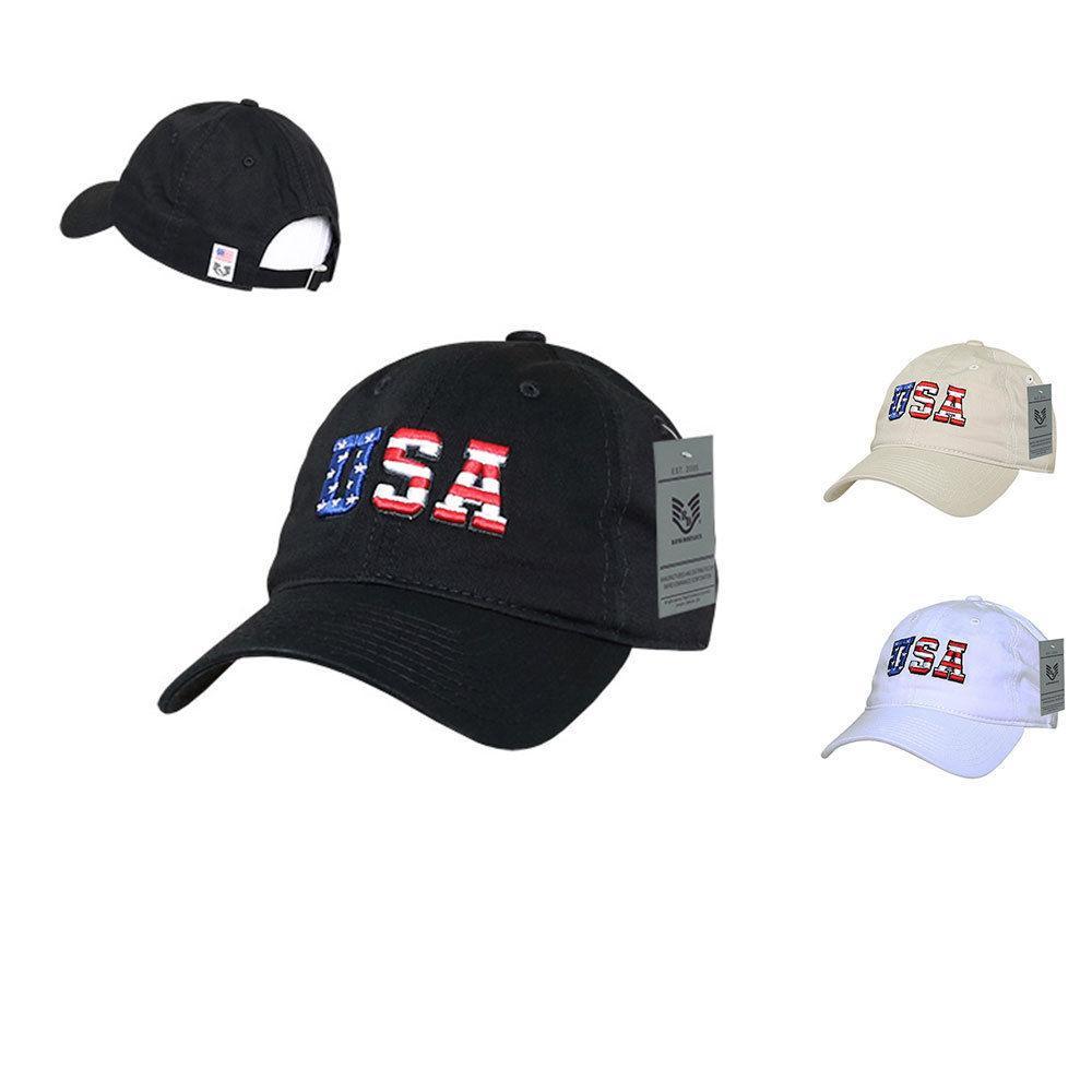 Patriotic USA Flag Embroidered Relaxed Cotton Polo Baseball Dad Caps H