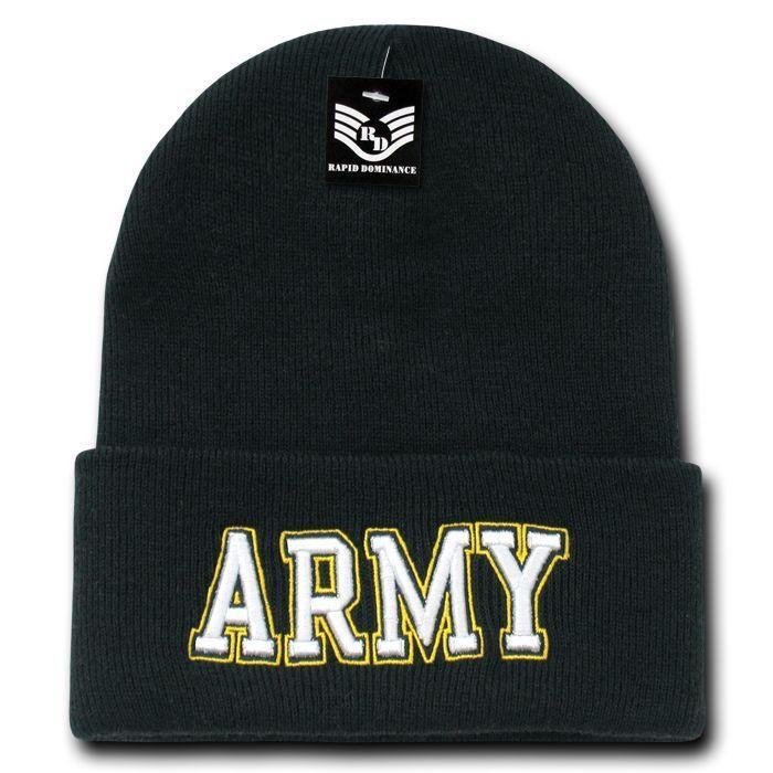 USAF Army USmc Marines Navy Coast Guard Logos Beanies Cuffed Long Knit