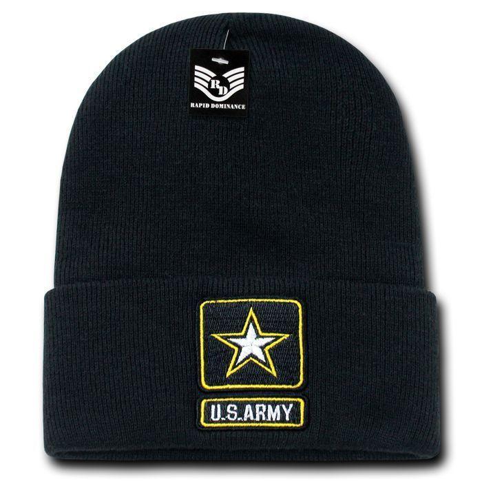 USAF Army USmc Marines Navy Coast Guard Logos Beanies Cuffed Long Knit