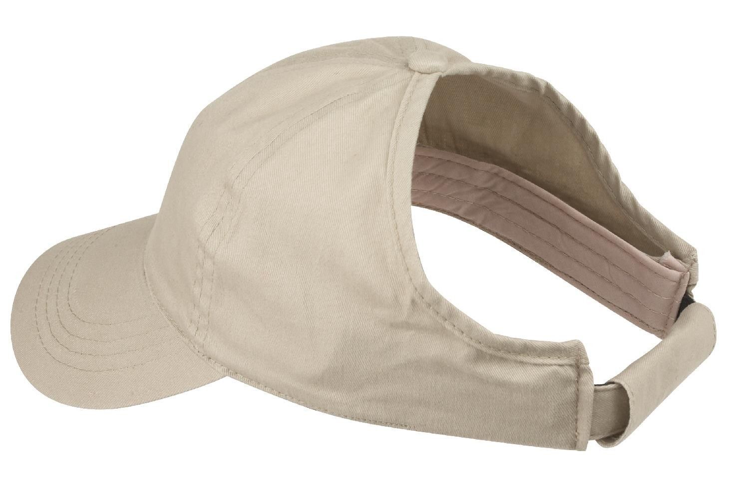 100% Cotton Ponytail Visor Baseball Caps Hats Flex Elastic Closure Wom