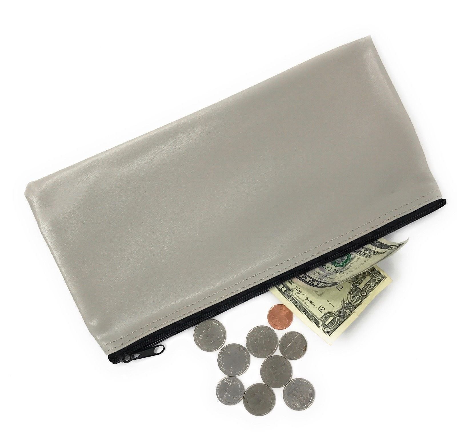Zippered Bank Bags Deposit Carry Pouch Purse Coins Safe Money Organize